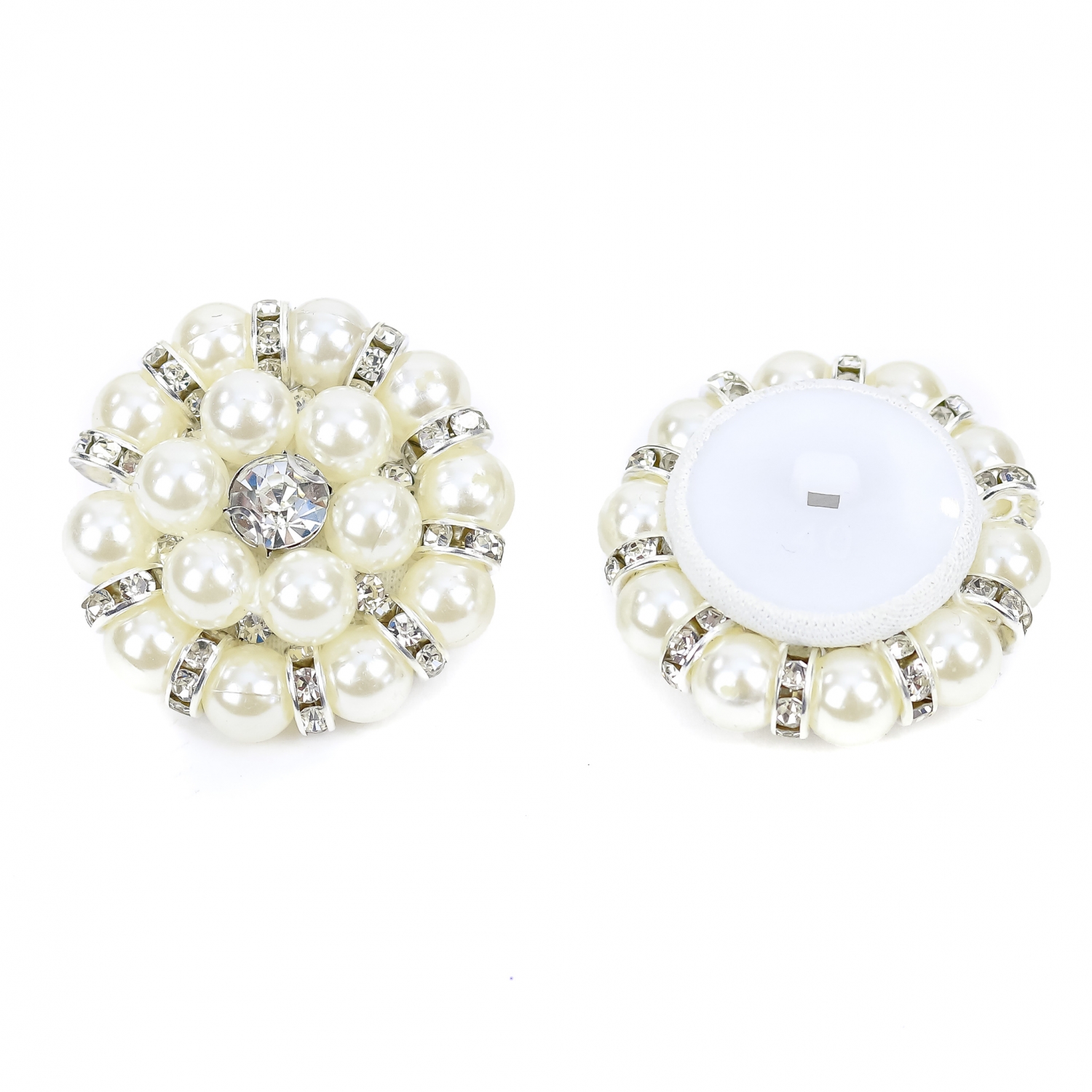 Nasturi cu Picior Decorati cu Perle si Strasuri, 35 mm (10 buc/pachet ...