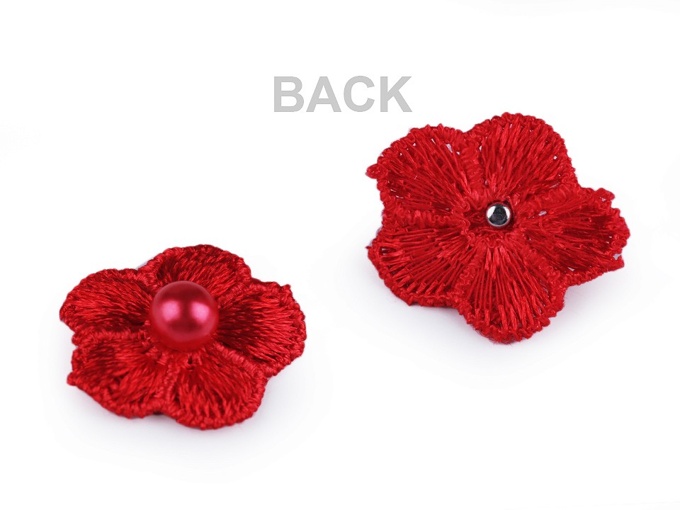Flori Brodate cu Perla, diametru 20 mm (10 buc/pachet) Cod: 400098 ...
