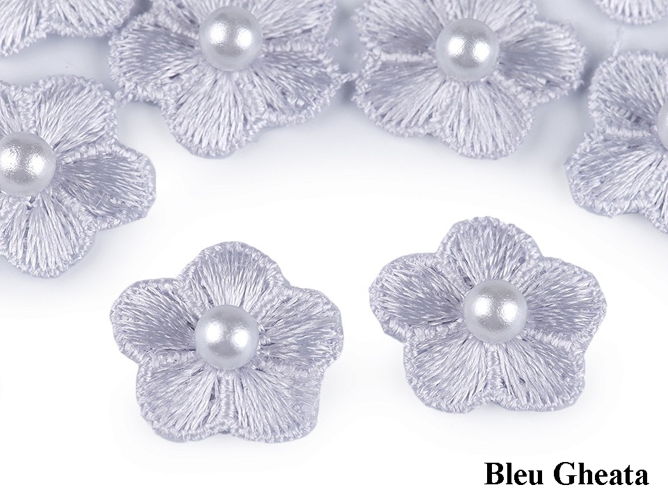 Flori Brodate cu Perla, diametru 20 mm (10 buc/pachet) Cod: 400098 ...