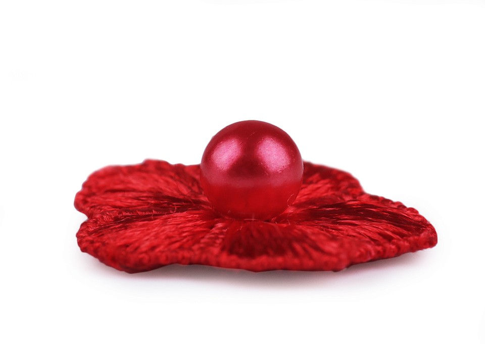 Flori Brodate cu Perla, diametru 20 mm (10 buc/pachet) Cod: 400098 ...
