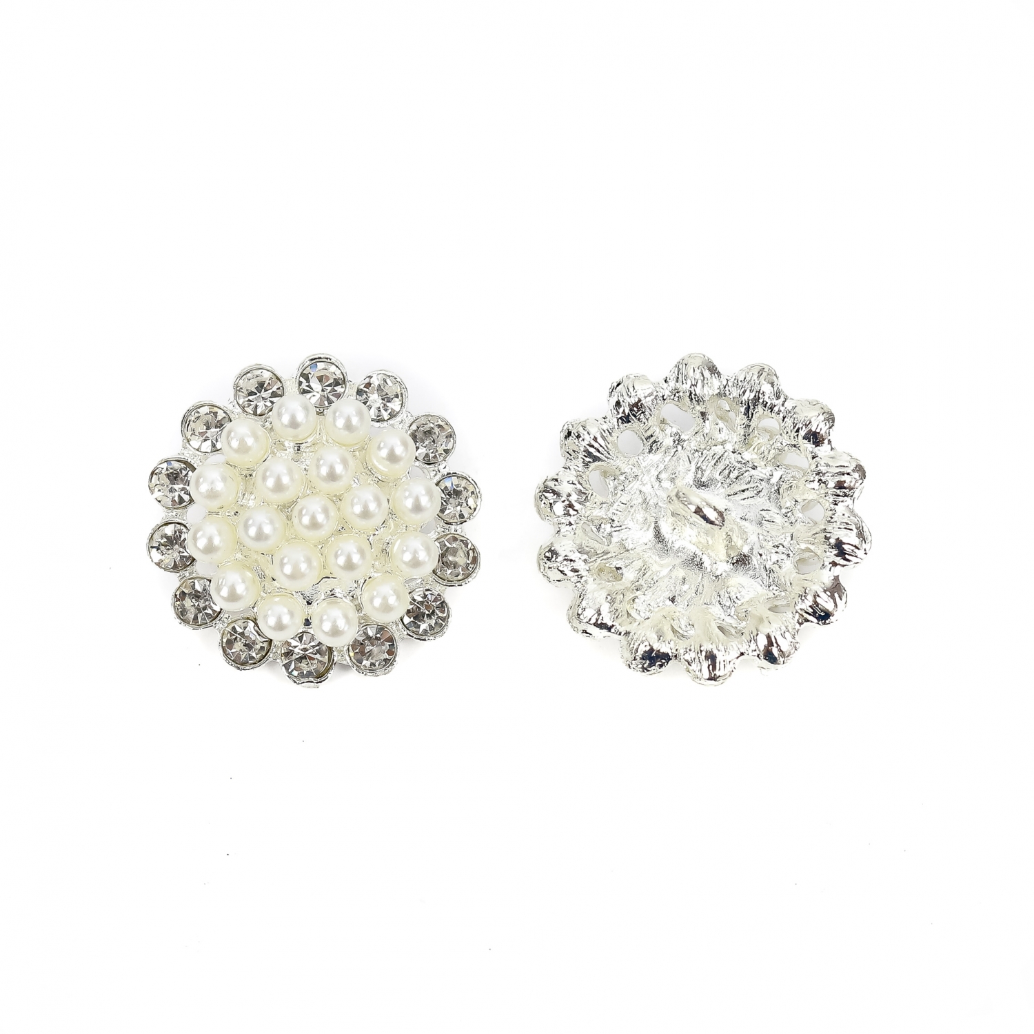 Nasturi Metalici cu Strasuri si Perle, Marime 20 mm (10 bucati/pachet ...